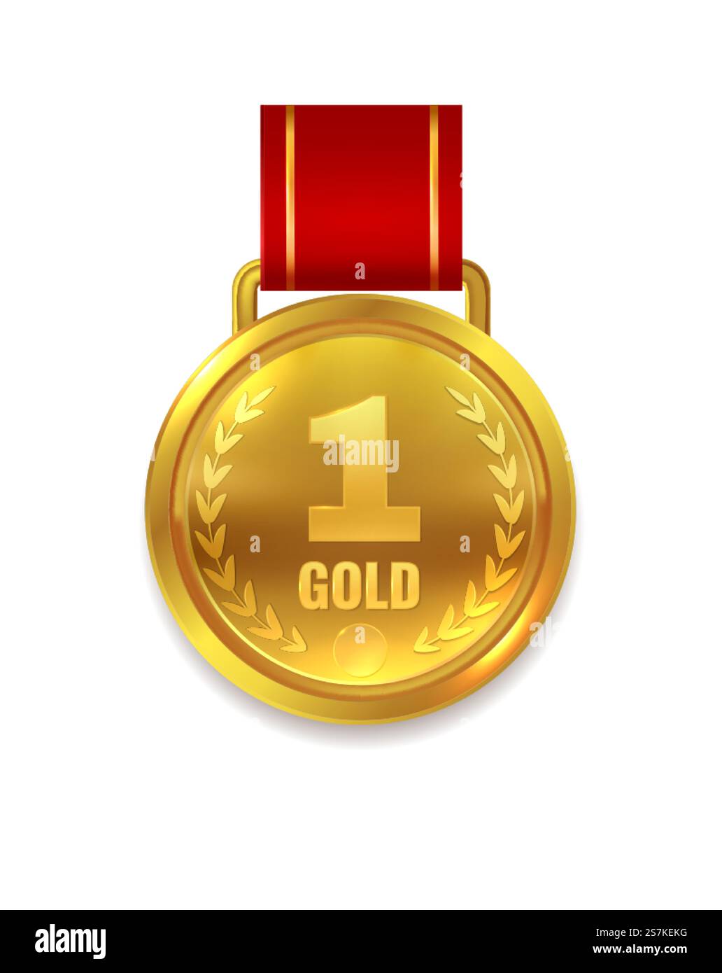 Winner gold medal. Best prize with red ribbon for certificate or first ...