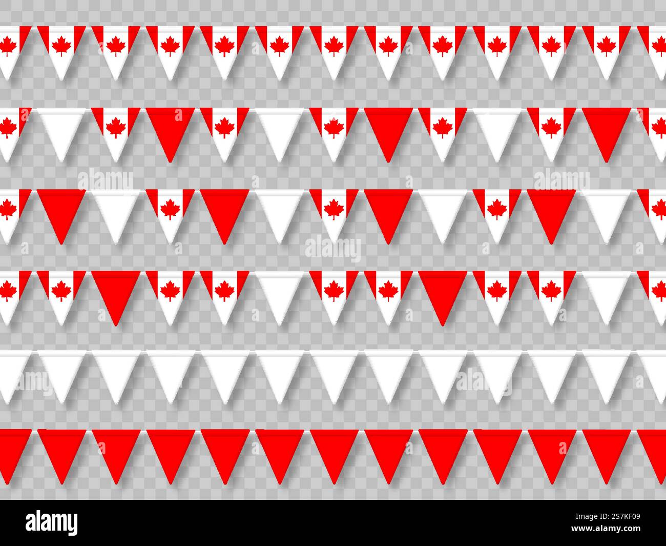 Set of Canada bunting flags in traditional colors. Decorative realistic ...