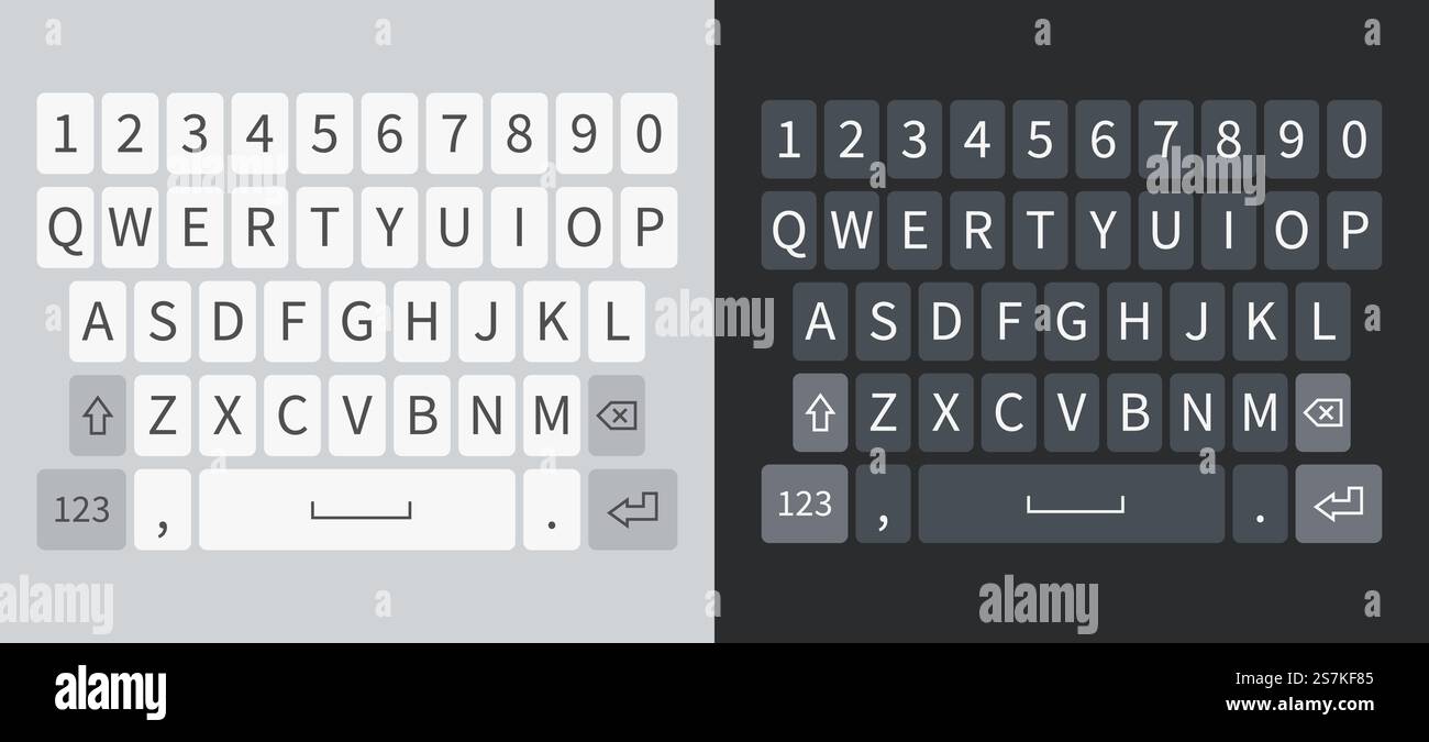 Smartphone keyboard white and black realistic keyboards mobile phone hi ...