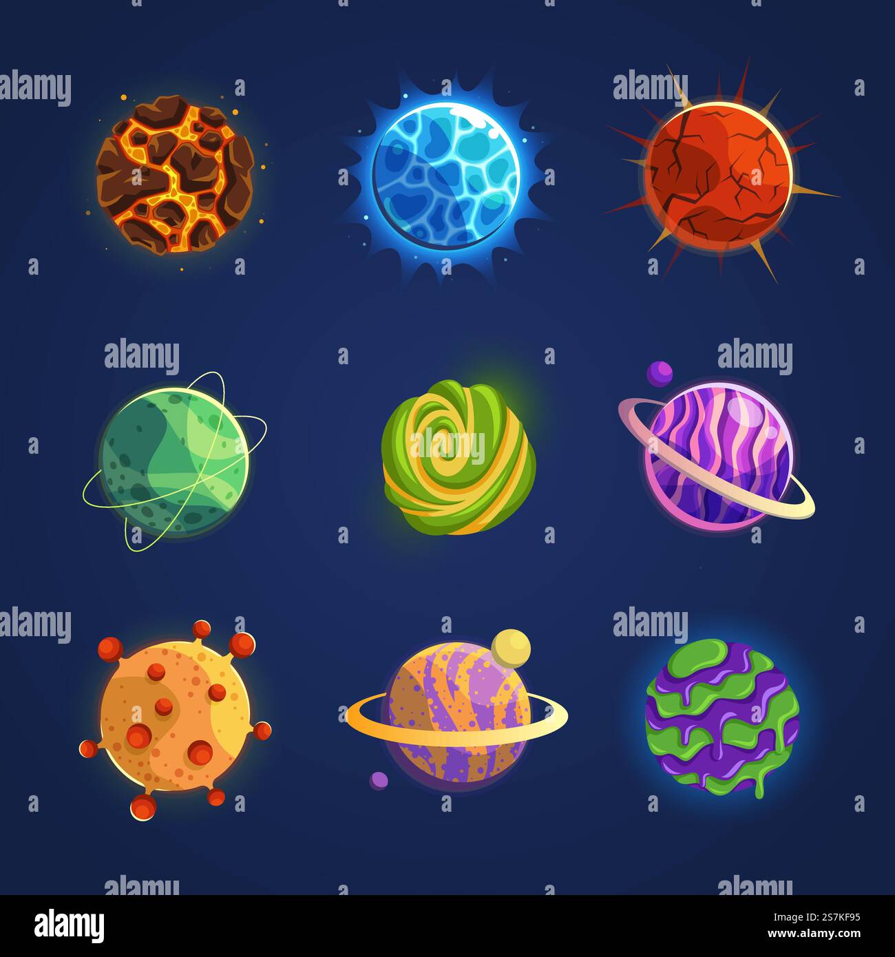Fantasy planets. Colorful different planets space universe, astronomy ...
