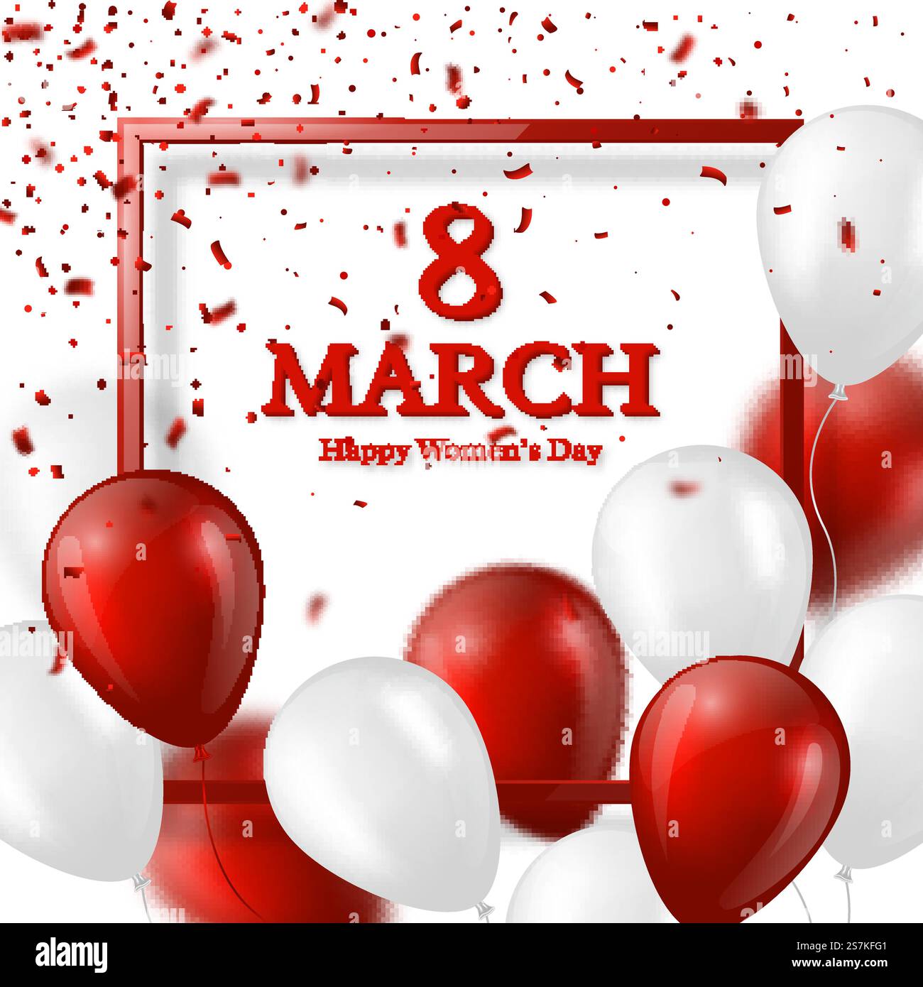 March 8 greeting card for International Womans Day. Realistic glass ...