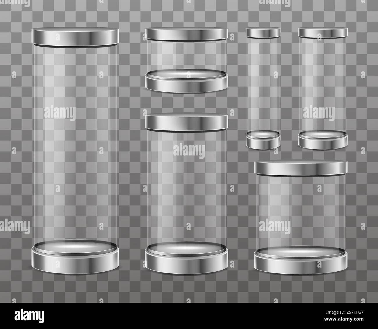 Empty cylinder capsule, clear showcase isolated on transparent ...
