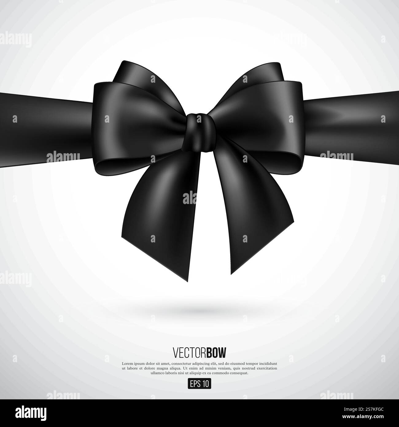 Realistic black bow and ribbon. Element for decoration gifts, greetings ...
