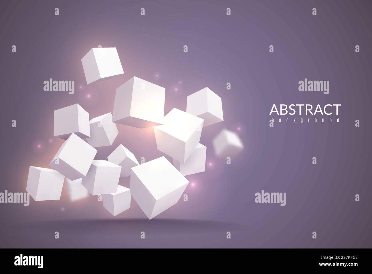 3d cubes background. Digital poster with geometric cubes. White blocks ...