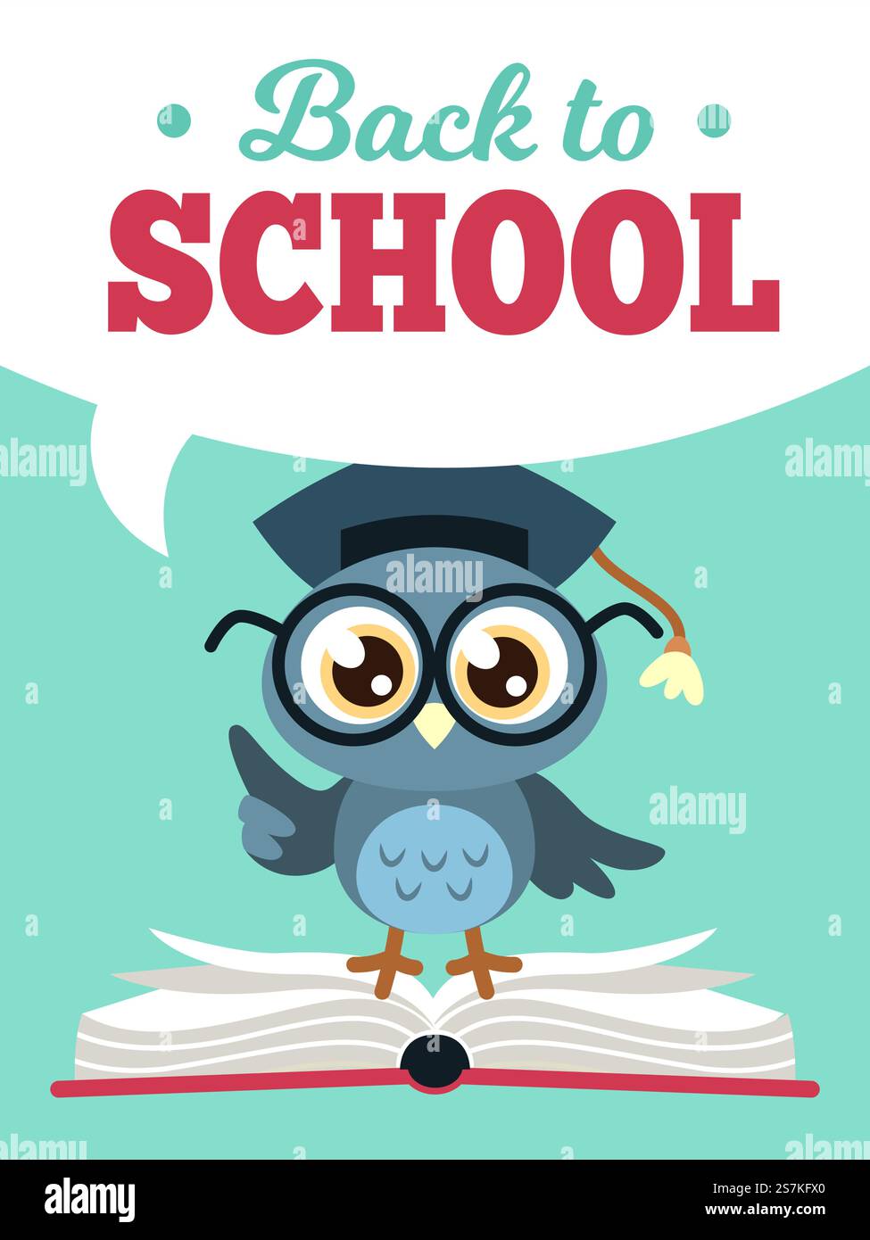 Back to school owl. Wise owl in graduate cap with books, learning ...