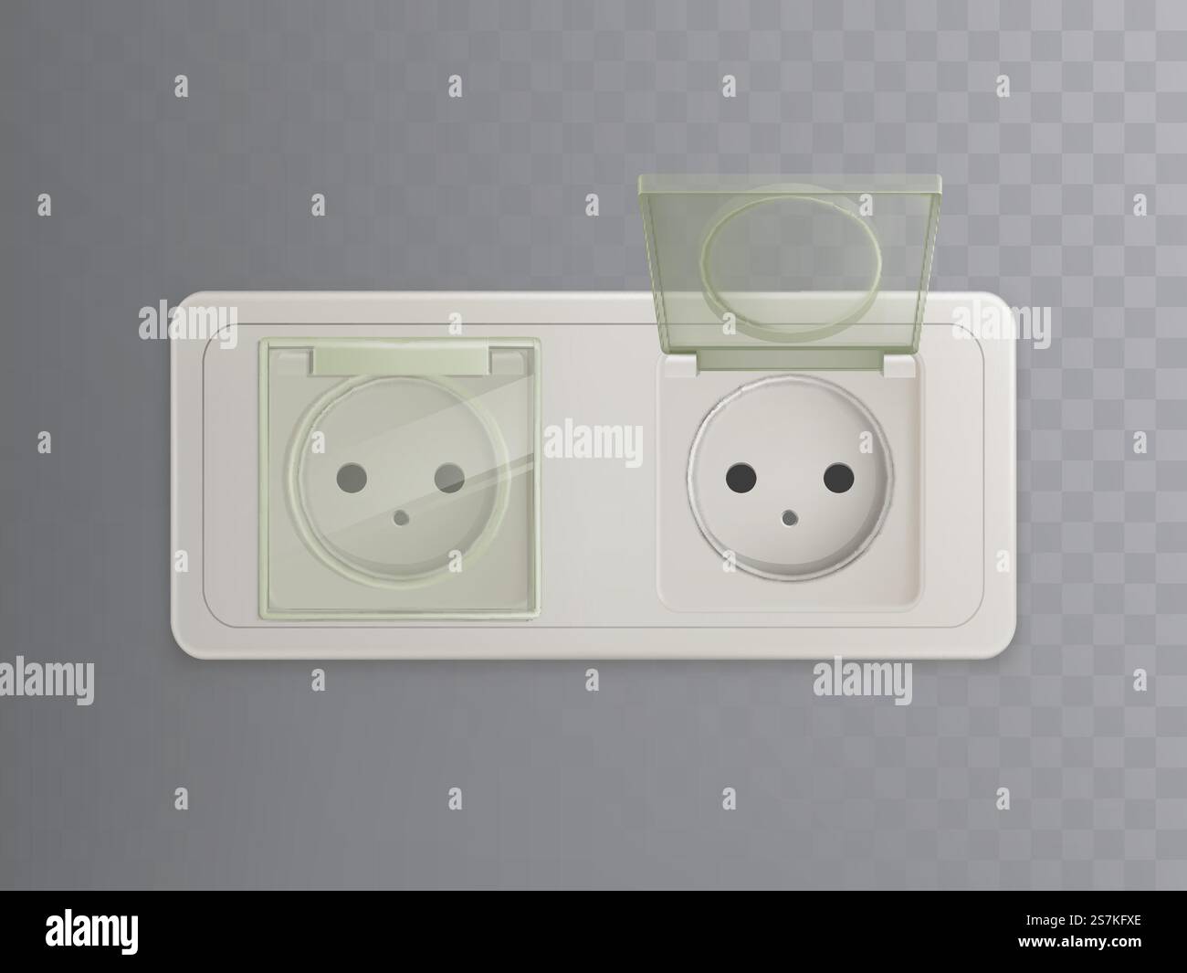 Vector 3d realistic power socket with plastic caps, covers for ...