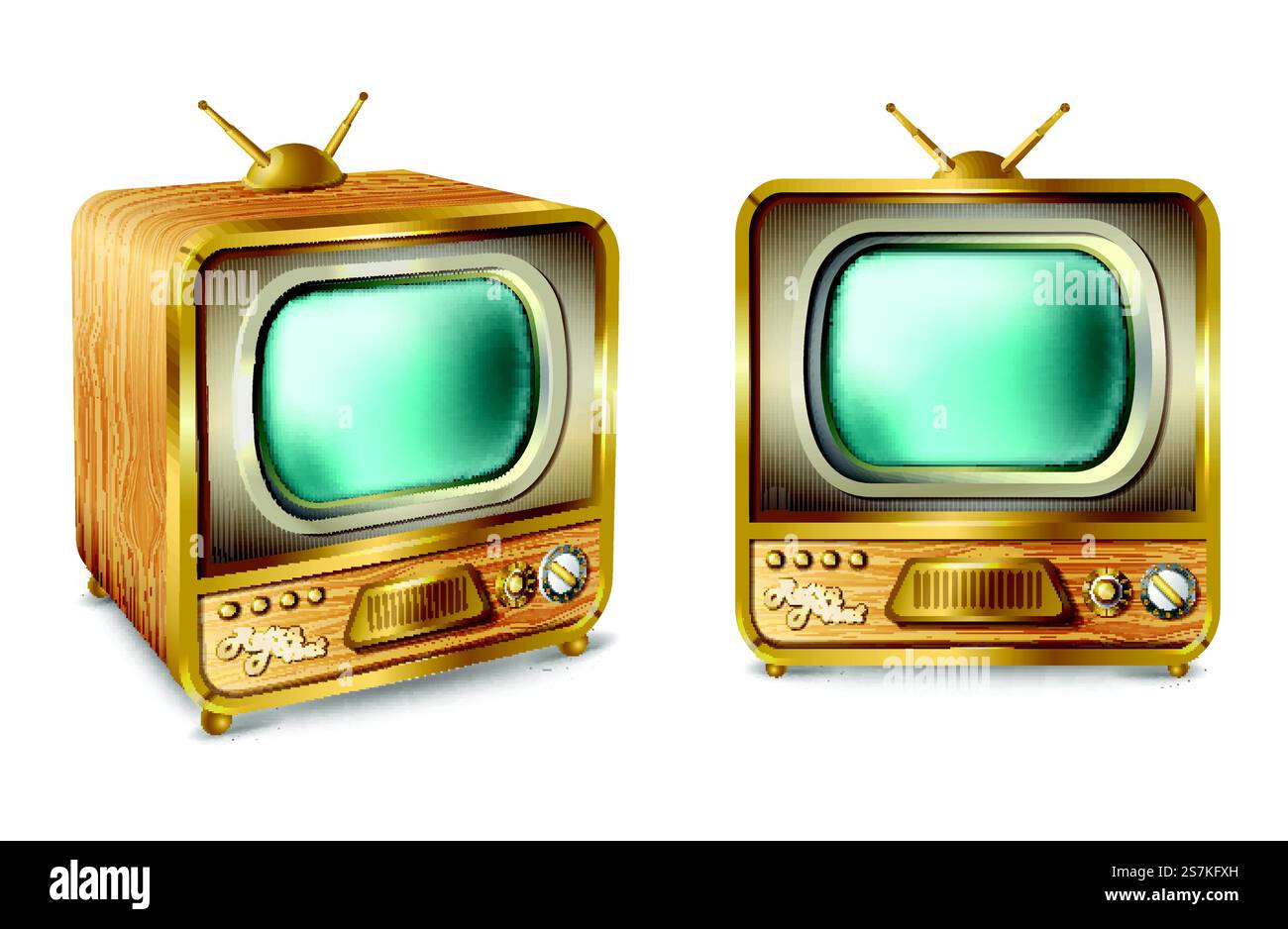 Vector cartoon retro vintage tv set with antenna. Old style television ...