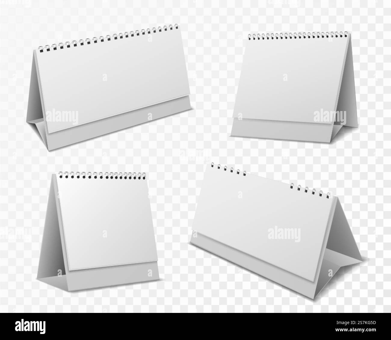 Calendar mockup. Blank organizer with spiral and white paper pages for ...