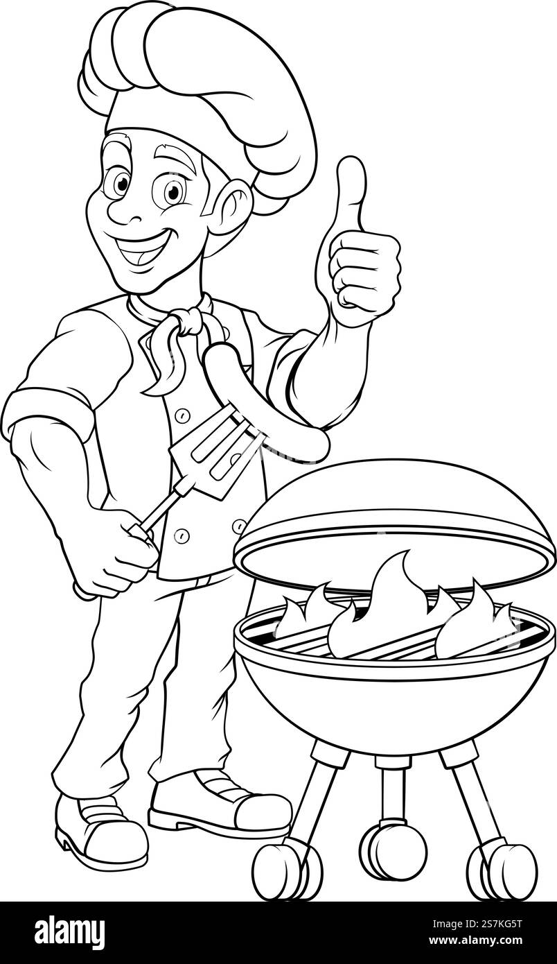 Chef Cartoon Barbecue Cook Man Mascot Character Stock Vector Image ...