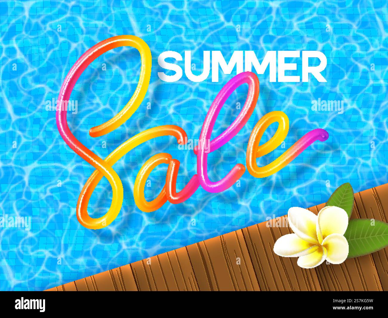 Summer Sale banner with 3d colorful handwritten calligraphy on the ...