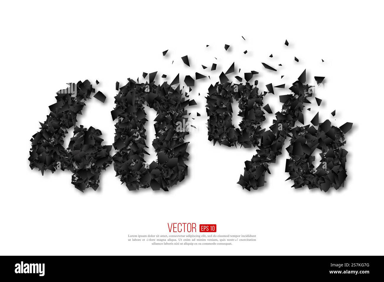 40 percent abstract sale sign with debris explosion effect. Vector ...