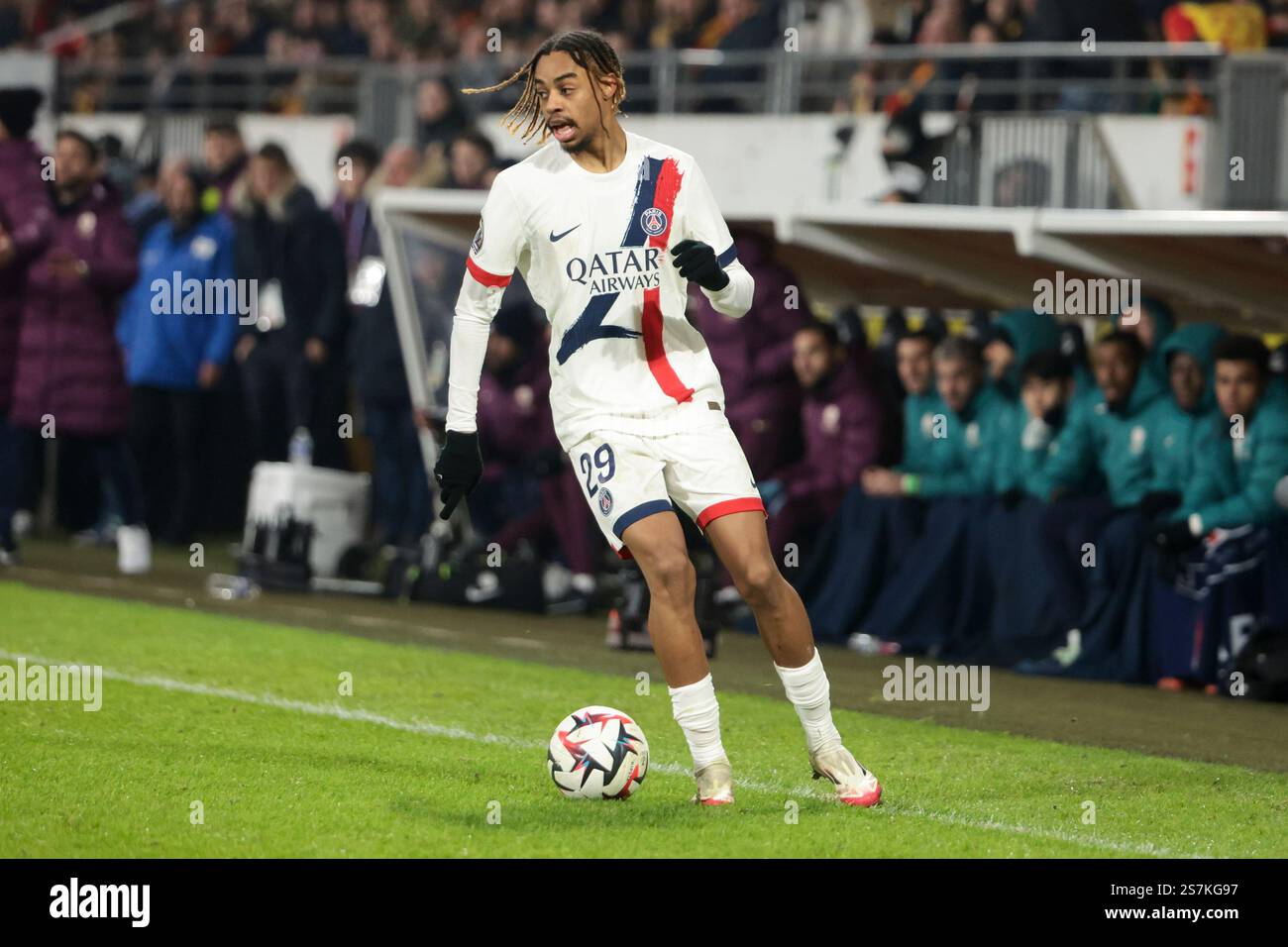Lens, France. 18th Jan, 2025. Bradley Barcola of PSG during the French ...