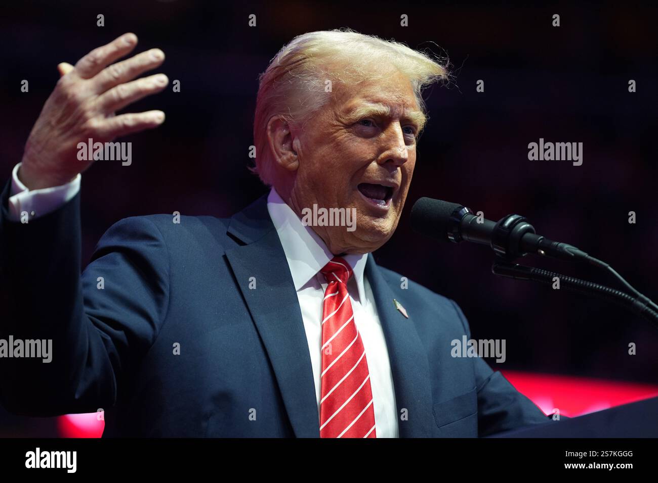 President-elect Donald Trump speaks at a rally ahead of the 60th ...