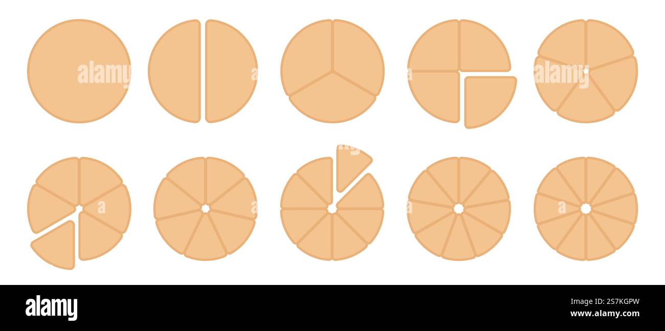 Wheel diagram divided from 1 to 10 parts, Circular diagram infographic circle divided into pizza ...