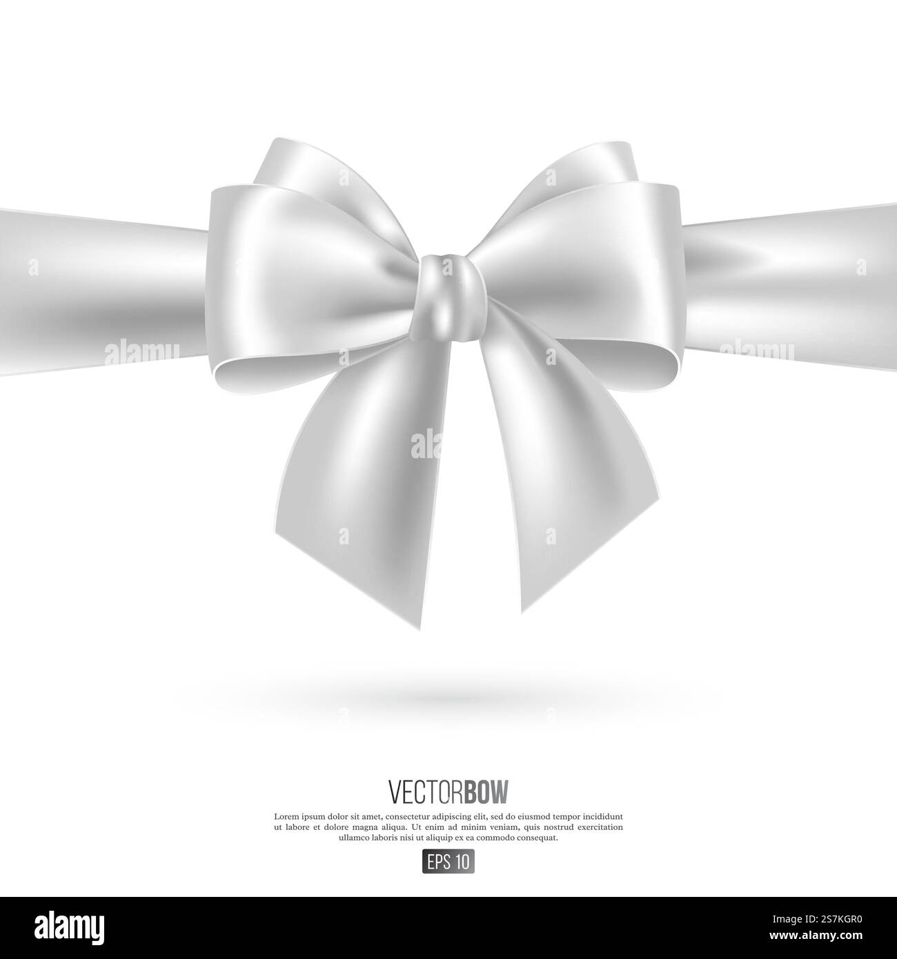 Realistic white bow and ribbon. Element for decoration gifts, greetings ...