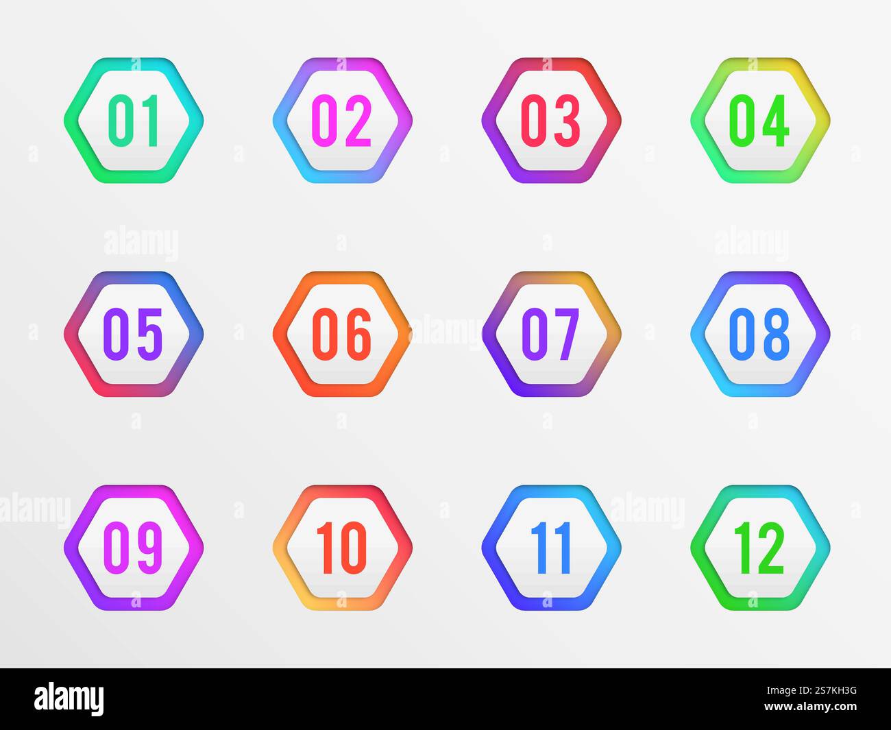 Bullet points. Colorful label number pointing bullets, modern pointers. Steps of simple shape ...