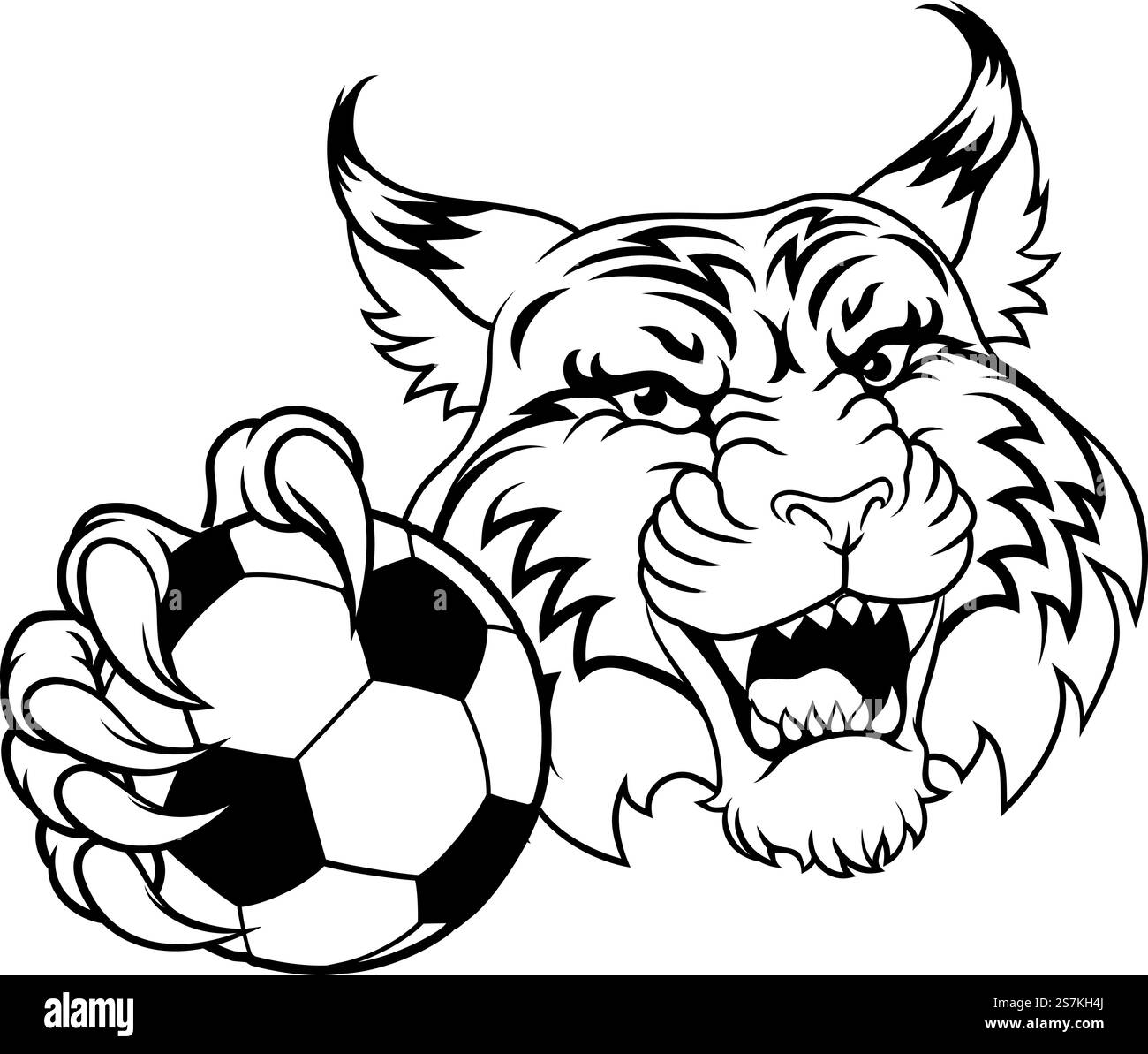 Wildcat Bobcat Soccer Football Animal Team Mascot Stock Vector Image ...