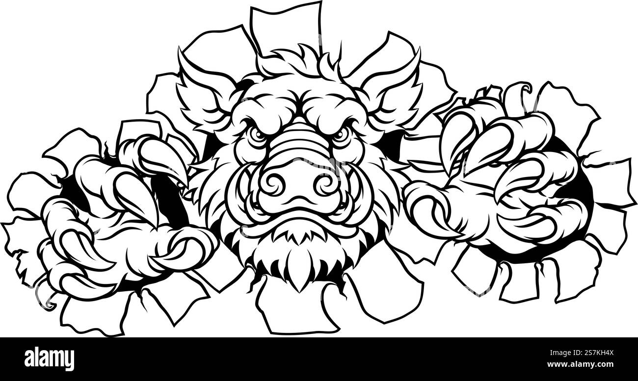 Boar Wild Hog Razorback Warthog Pig Sports Mascot Stock Vector Image ...