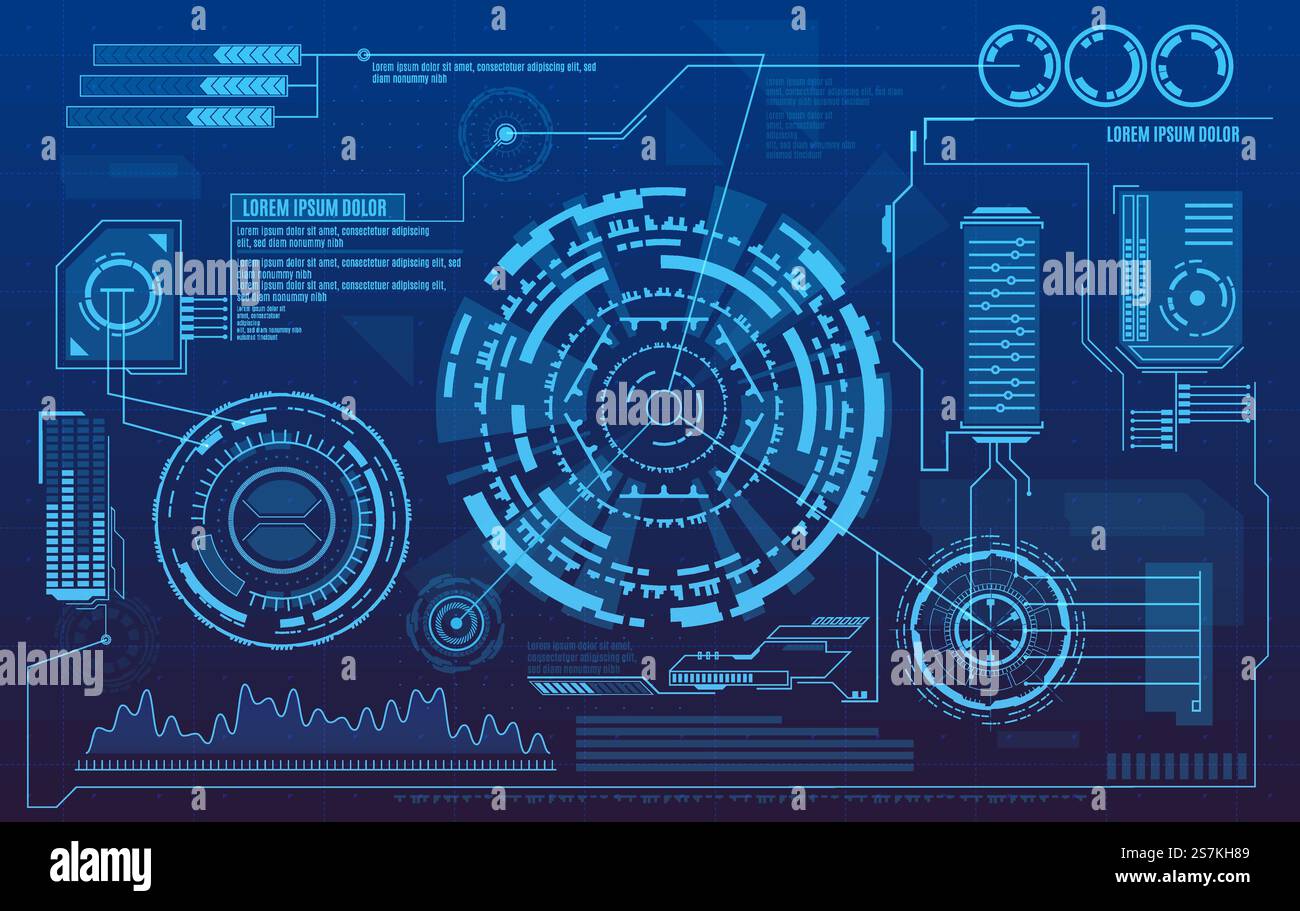 Hud dashboard. Futuristic user interface with digital infographics and ...