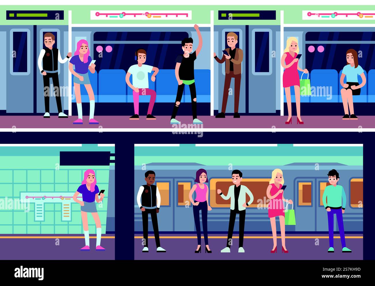 Inside interior adults subway Stock Vector Images - Alamy