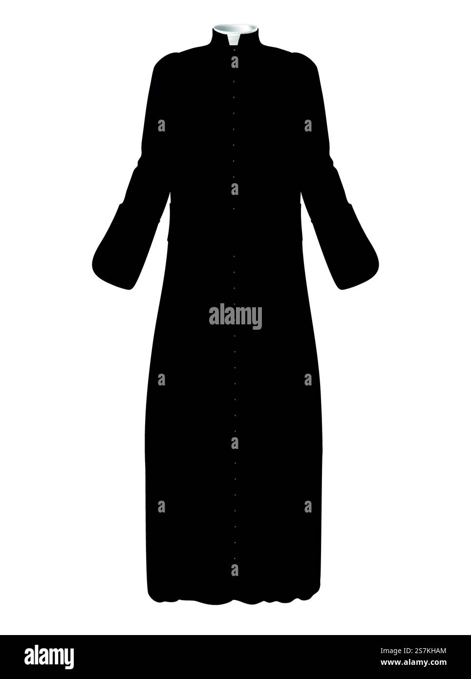 Christian priest cleric black cassock with white collar and belt ...