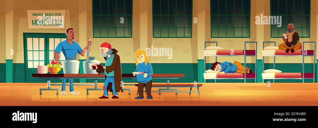 Night shelter for homeless, emergency housing, temporary residence for ...