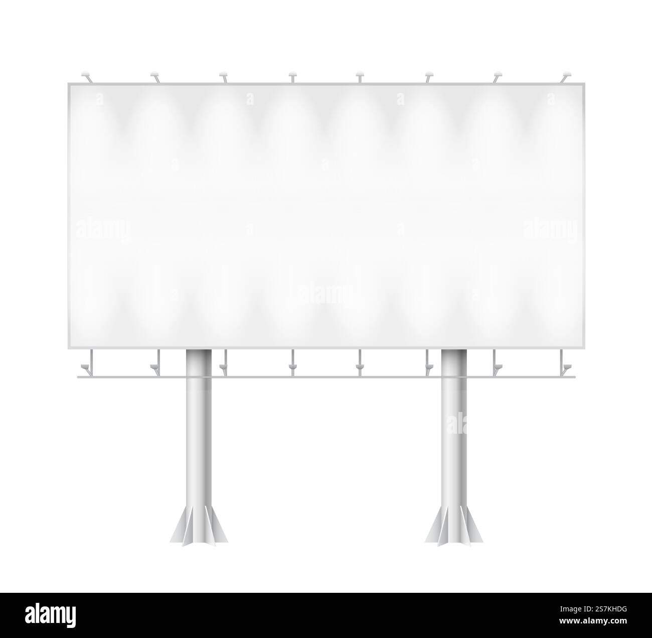 Blank billboard with two legs. Template mockup for advertisement and ...