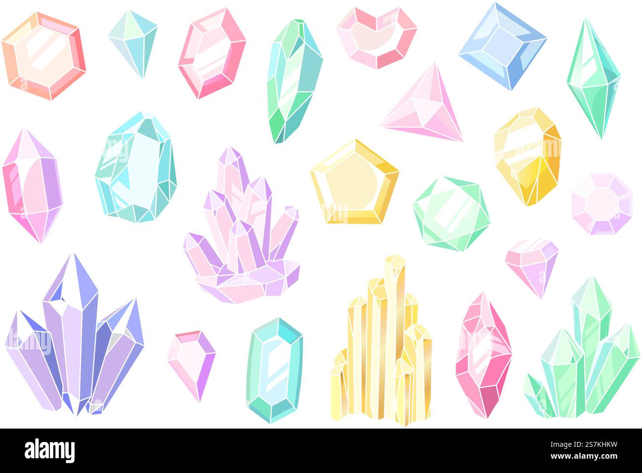 Crystals and gems. Pink and purple gemstones, beautiful jewels, mineral ...