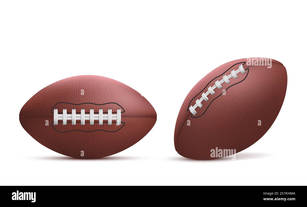 Rugby balls set isolated on white background, american football sports ...