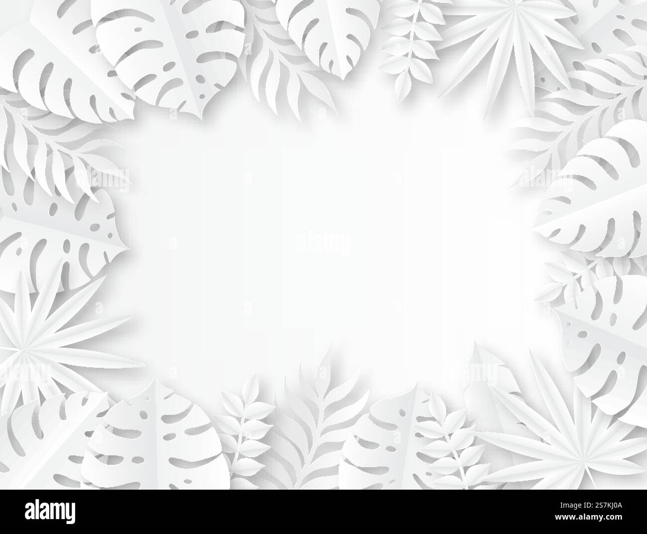 Paper tropical leaves. Origami exotic hawaiian wild jungle paper cut ...