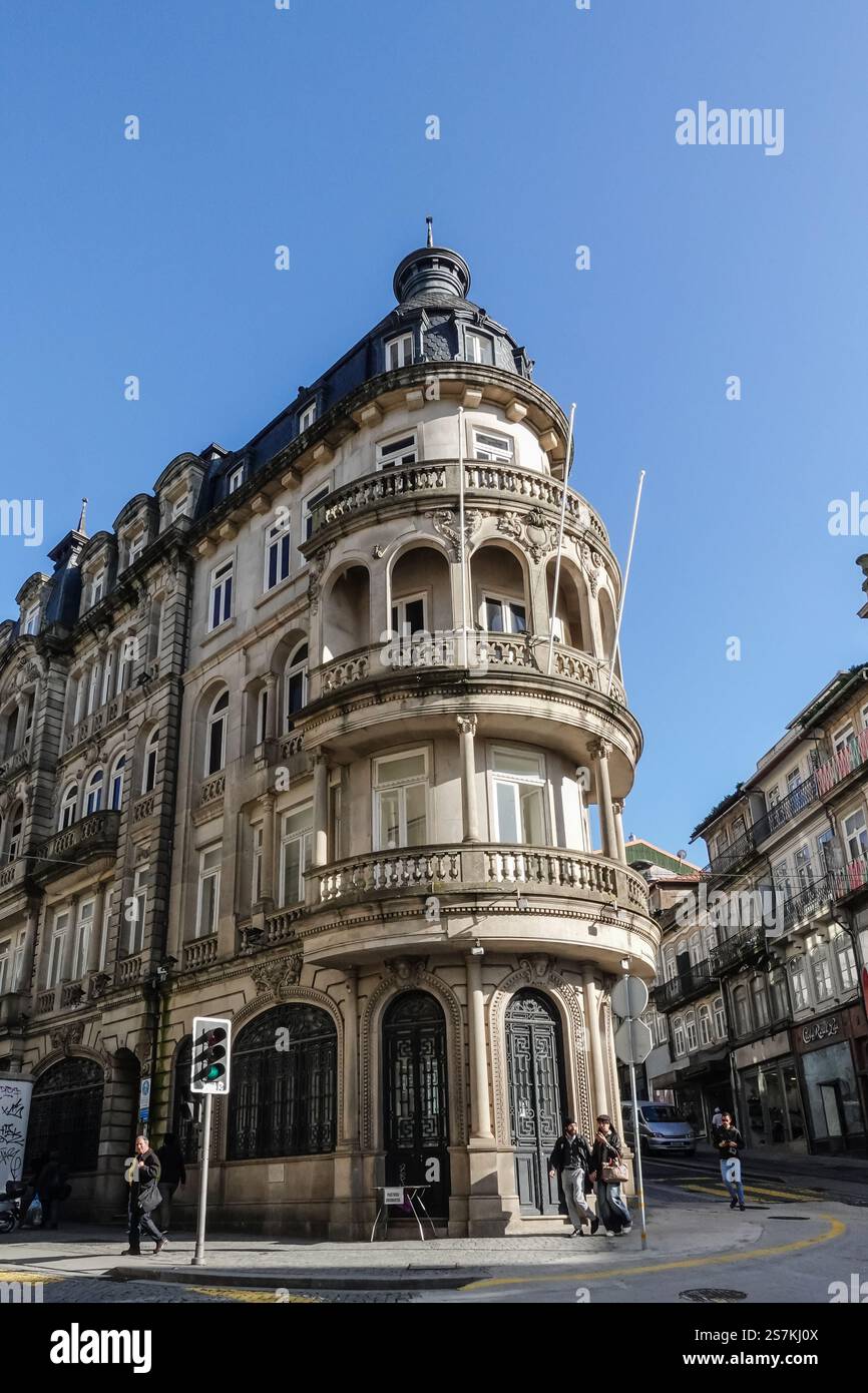 A close-up view of historic buildings and architectural details in ...