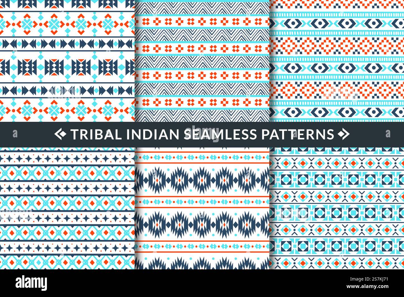 Tribal indian seamless patterns. Aztec, maya and mexican ethnic ...