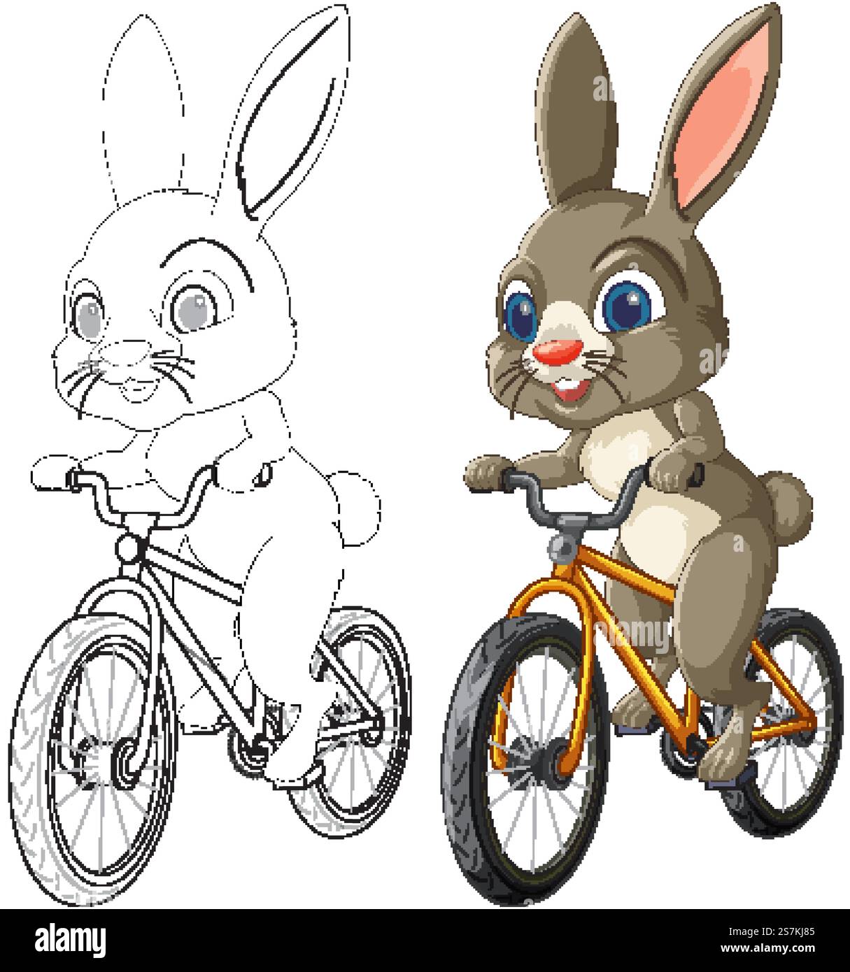 Cute rabbit happily cycling on a bike Stock Vector Image & Art - Alamy