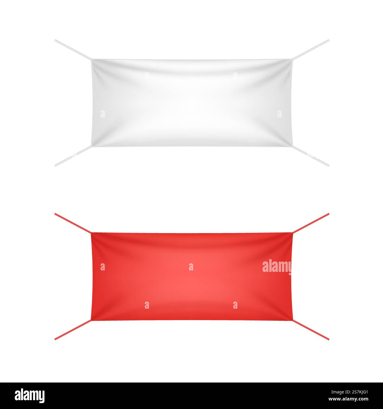 Textile ad banner template. Blank white and red fabric advertising ...