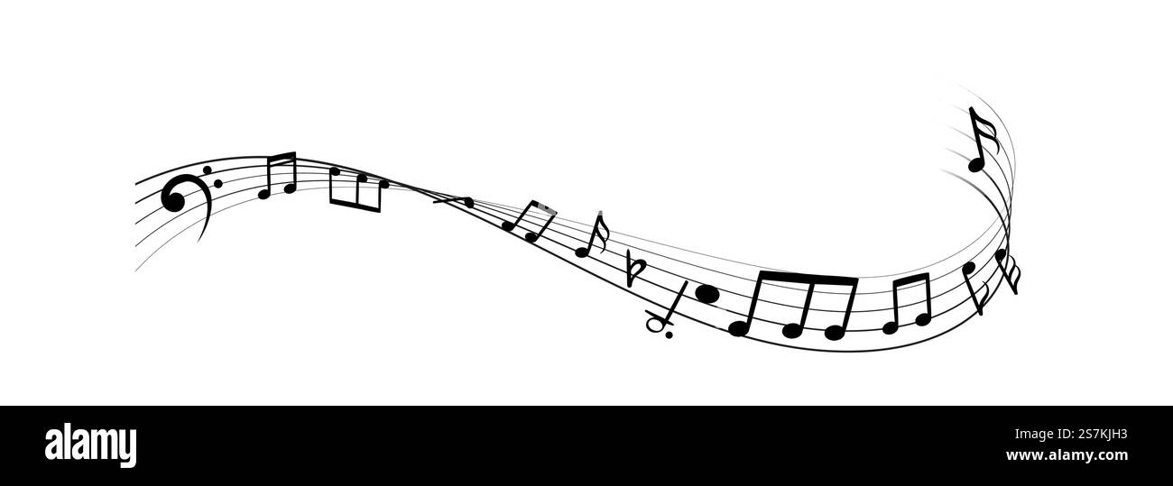 Music notes silhouettes monochrome abstract classic melody hi-res stock ...