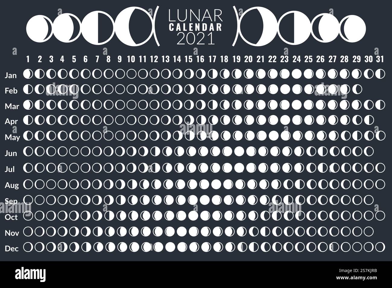 Moon calendar lunar phases calendar 2021 poster design hi-res stock ...