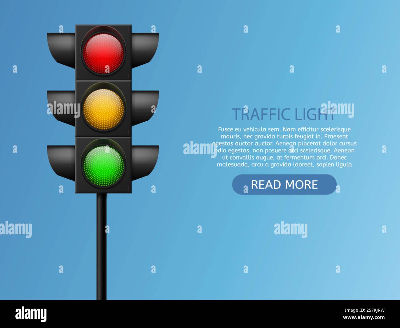Traffic light. Realistic led lights red, yellow and green, crosswalk ...