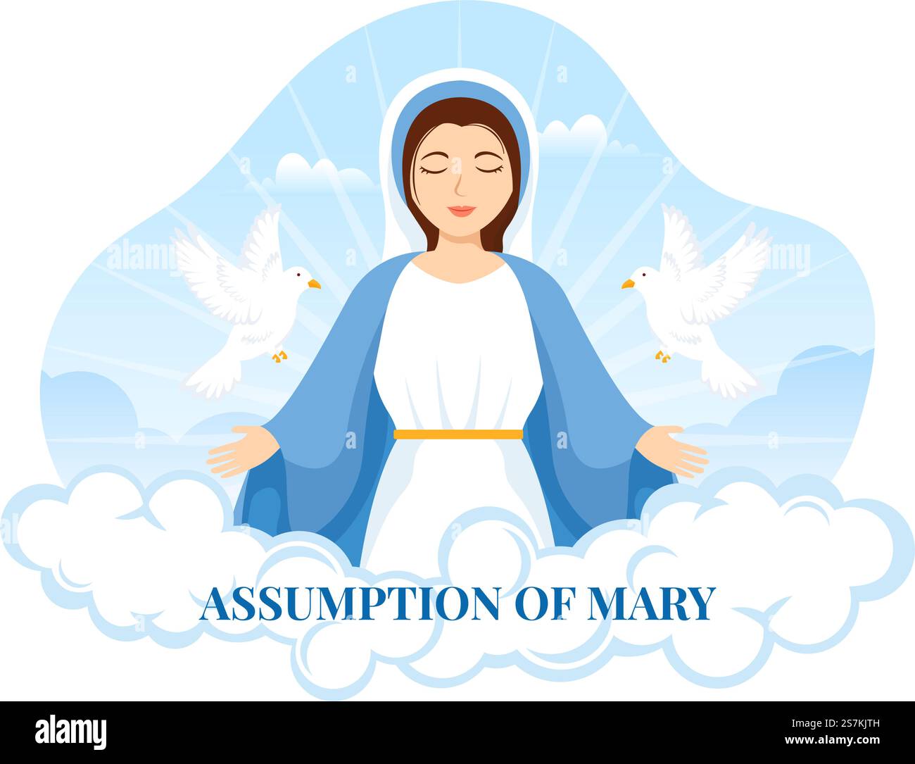 Assumption of Mary Vector Illustration with Feast of the Blessed Virgin ...