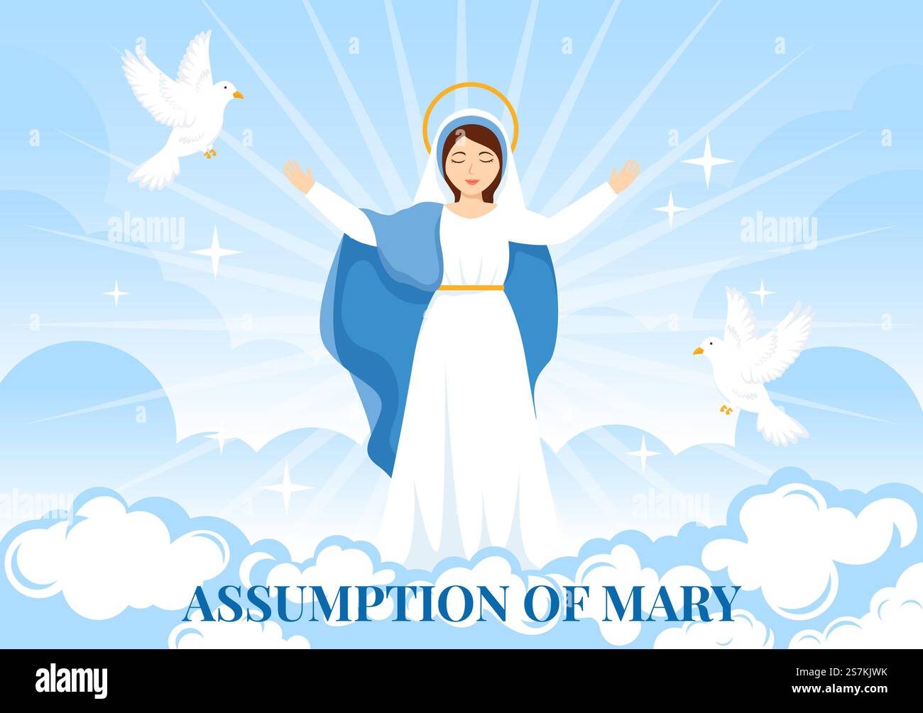 Assumption of Mary Vector Illustration with Feast of the Blessed Virgin ...