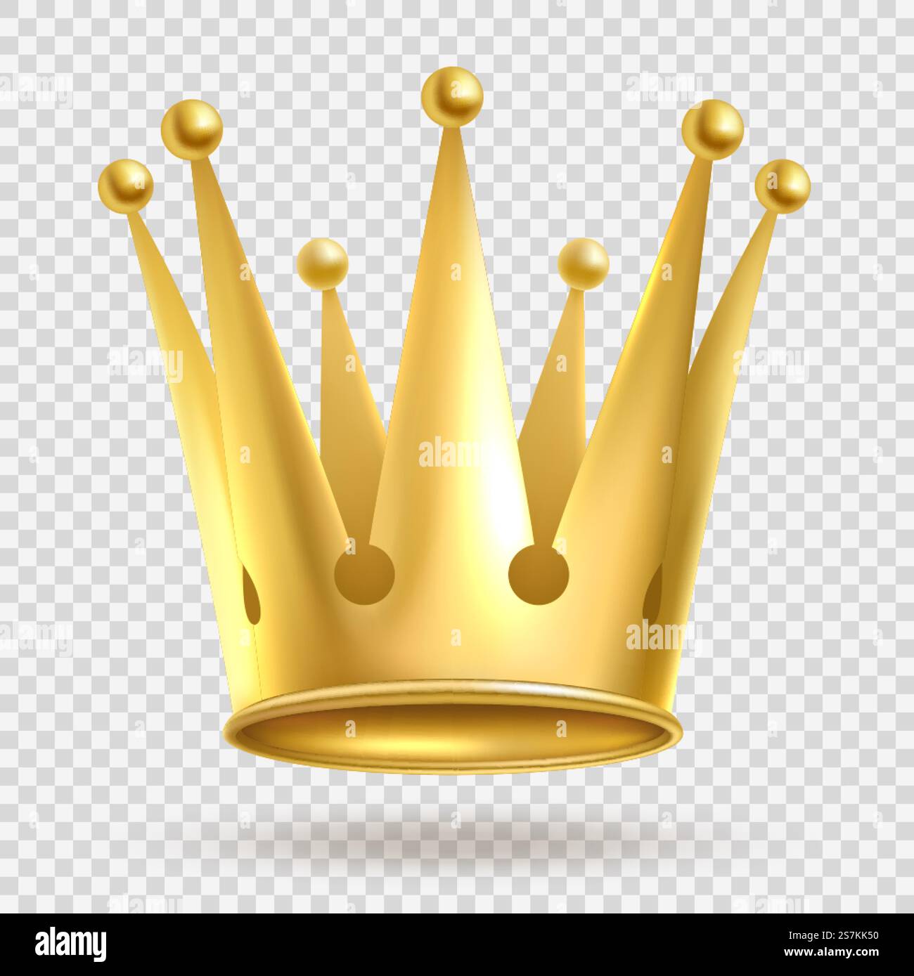 Golden crown. Elegant gold metal royal crowning on transparent ...