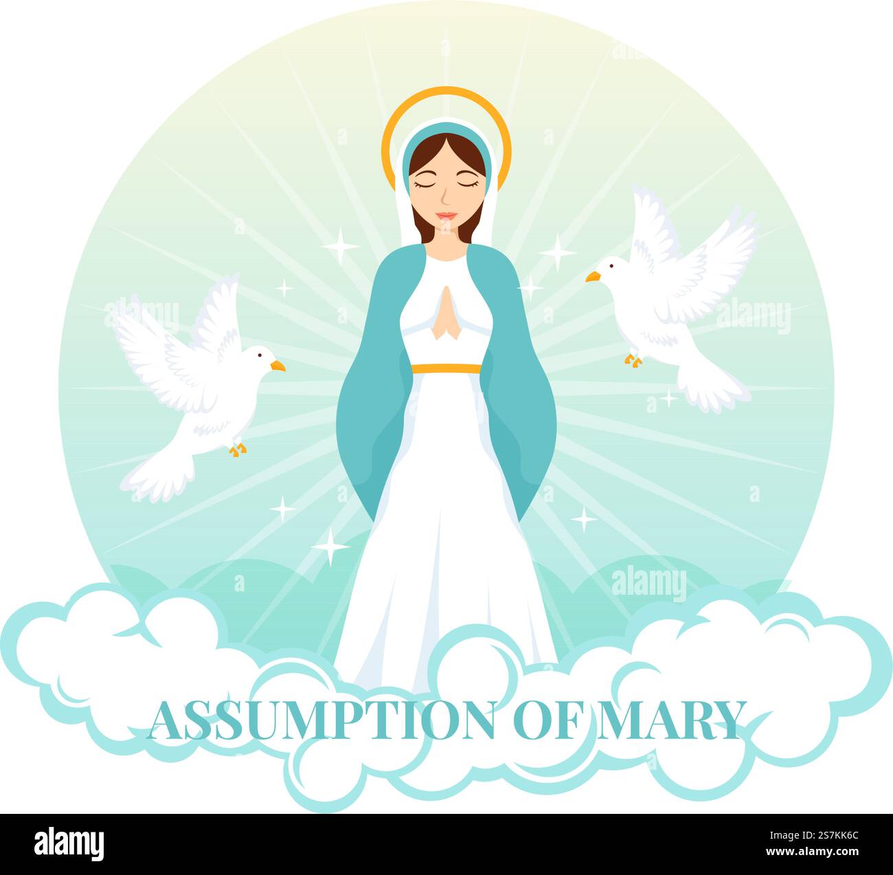 Assumption of Mary Vector Illustration with Feast of the Blessed Virgin ...