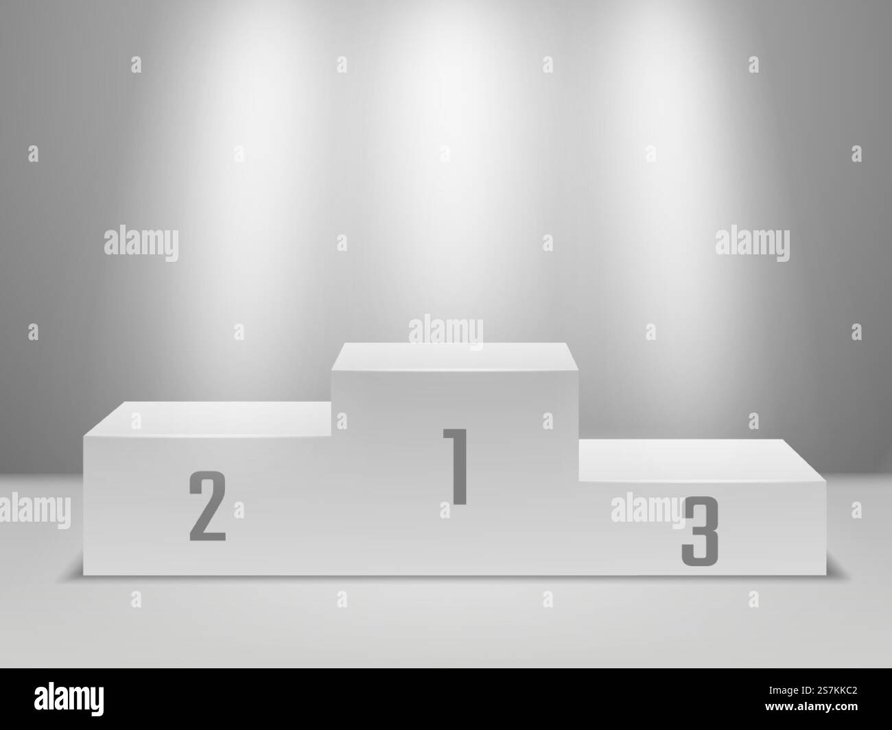 Sports podium. Empty white winners pedestal with spotlights. First ...