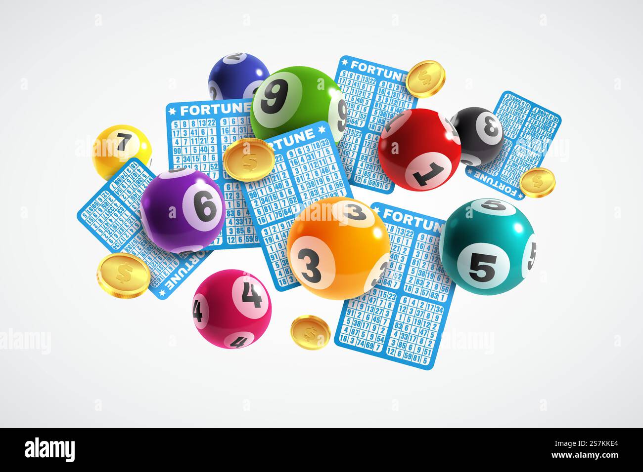 Lottery banner realistic lottery tickets and drawing balls with numbers ...