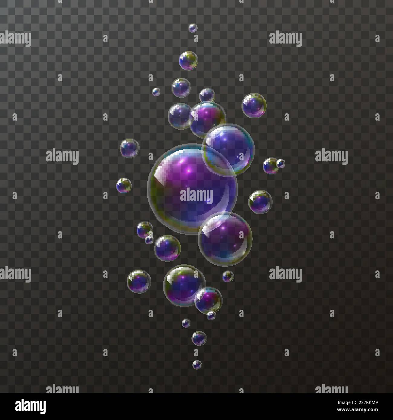 Realistic soap bubbles. Shampoo foam rainbow bubble. Iridescent ...