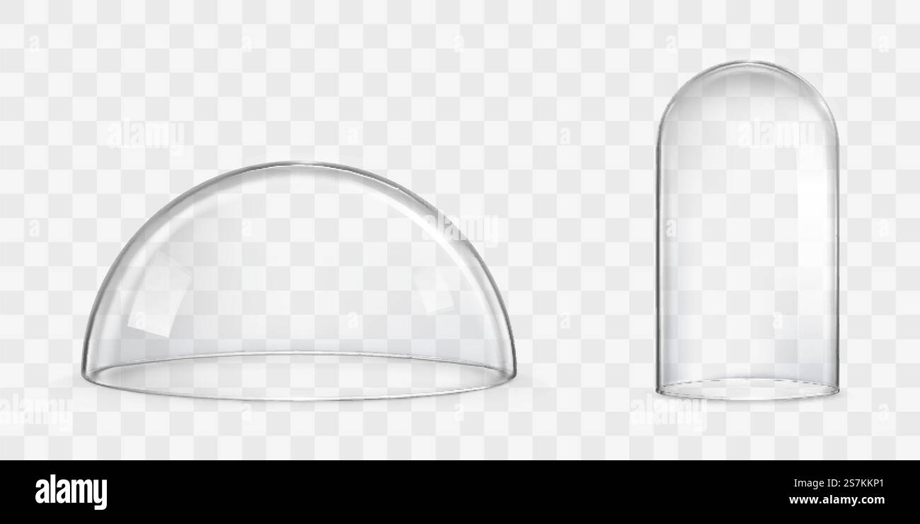 Various size and spherical shape glass domes or bell jars 3d realistic ...