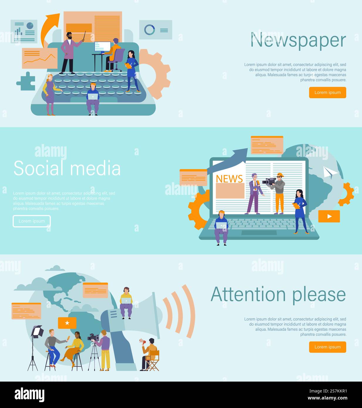 Journalist concept. Mass media and copywriting profession, internet and radio journalism, online ...