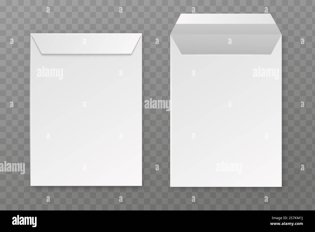 Envelopes. Vector blank A4 realistic envelope mockup, opened and closed ...