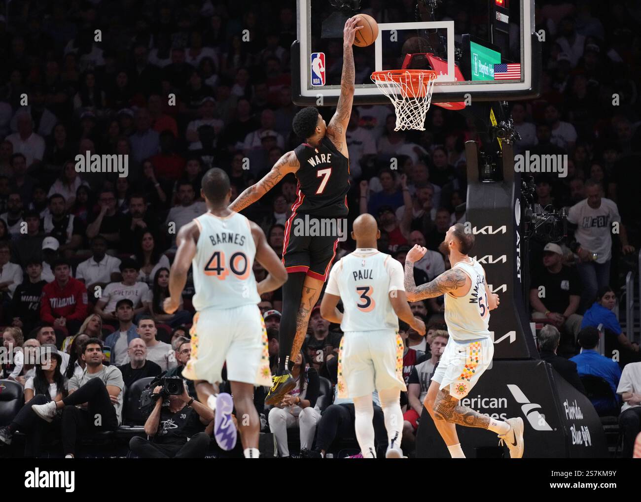 Miami Heat center Kel'el Ware (7) goes up to dunk during the second ...