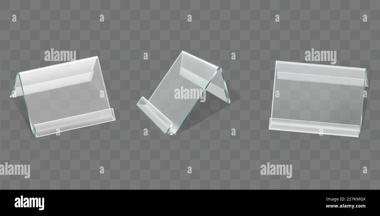 Acrylic table tent displays set, glass or plastic card holders isolated ...