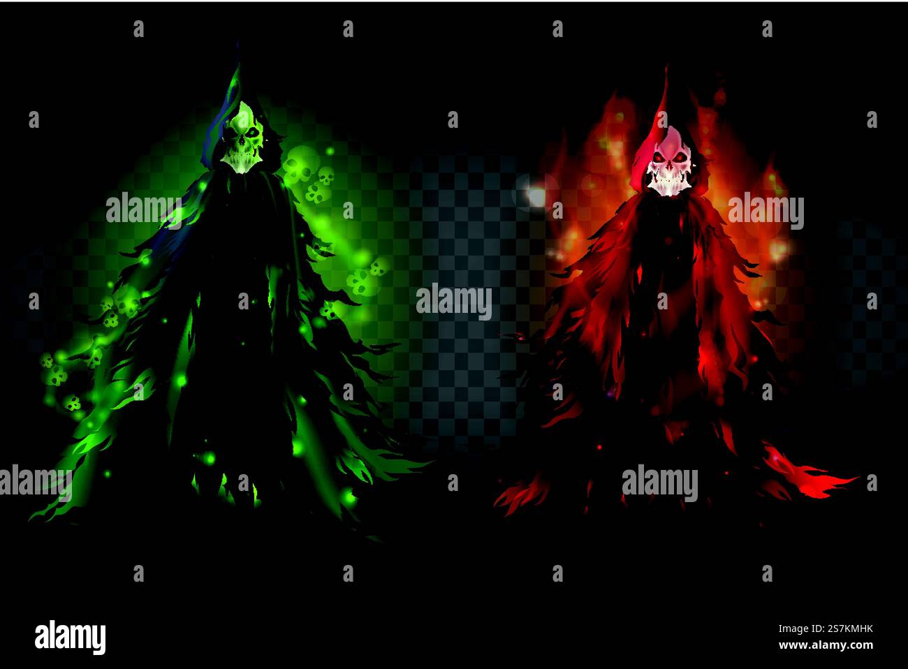 Vector 3d realistic illustration of death - horrible reaper in black ...